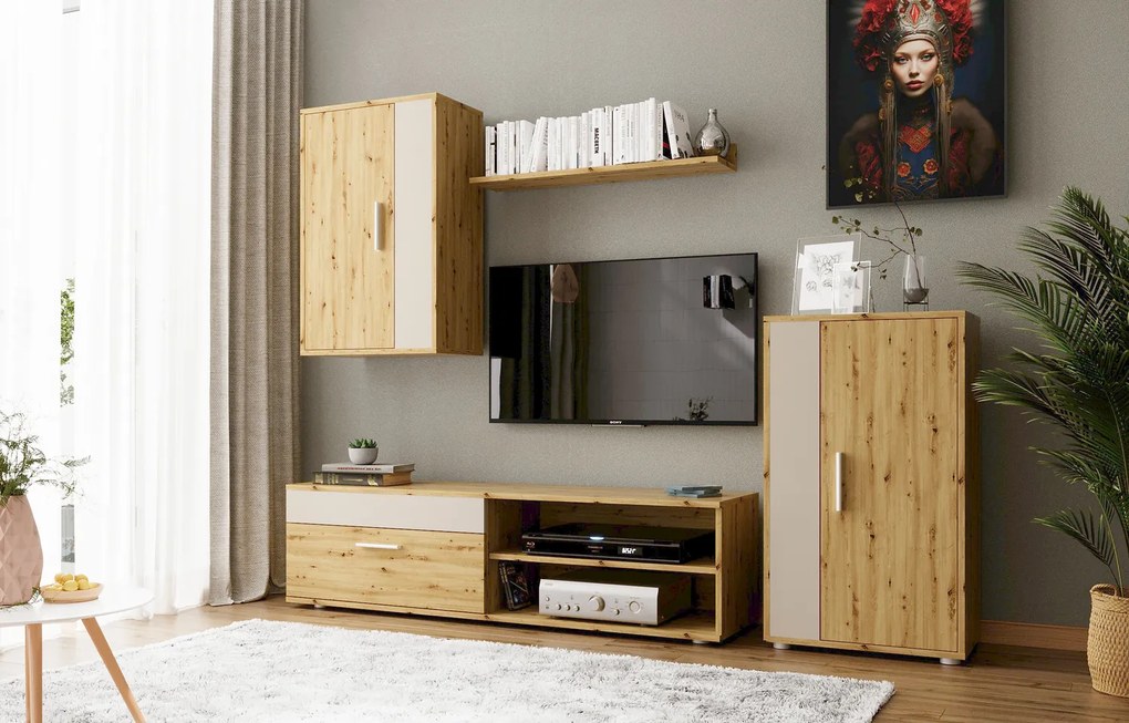 Sada obývacího nábytku Benson dub artisan/kašmír
