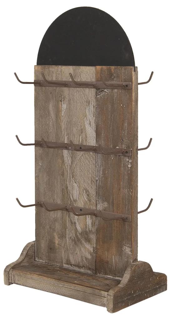 Hnědý kovově dřevěný stojánek na klíče - 38*24*79 cm
