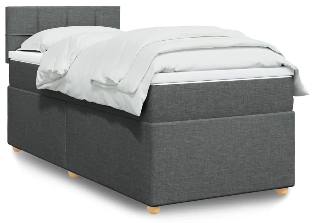 Box spring postel s matrací tmavě šedá 90x190 cm textil