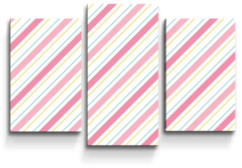 Sablio Obraz - 3-dílný Čtyřbarevné pruhy - 75x50 cm