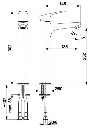 KFA Armatura 5552-712-81 - Umyvadlová baterie + výpusť OTAVA 30,2 cm matná černá