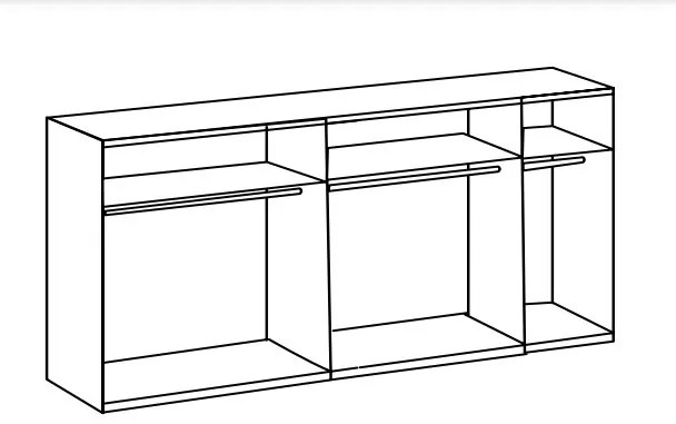 Šatní skříň Bern, šířka 313 cm/výška 208 cm, bílá/dub artisan