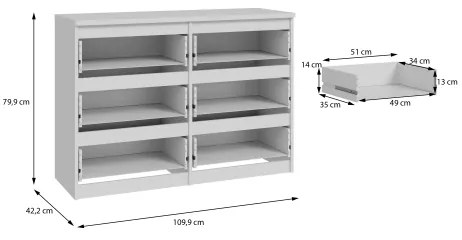 Komoda se zásuvkami MAO bílá