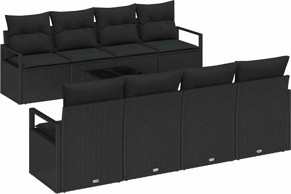Set pohovek 7 ks 6-Počet míst Černá polyratan 3346313