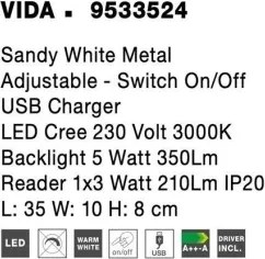 Nástěnné LED svítidlo NOVA LUCE VIDA 8W 3000K 9533524