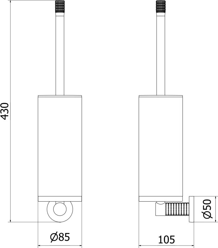 Mexen Triv, závěsný WC kartáč, černá/zlatá, 430x85mm, 70A33071-50B