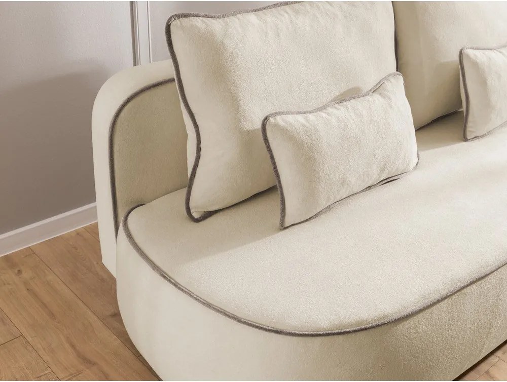 Béžová/taupe sametová rozkládací/s úložným prostorem pohovka 210 cm Saga – Ropez