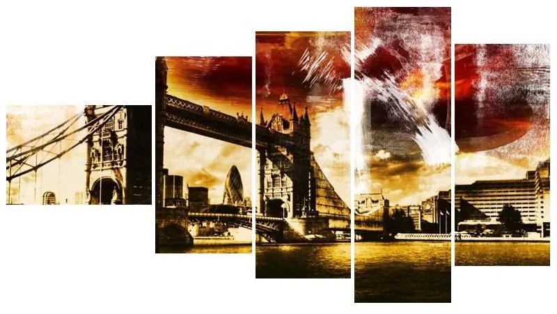 Moderní obraz Tower Bridge s pozadím města (110x60 cm), 40 dalších rozměrů