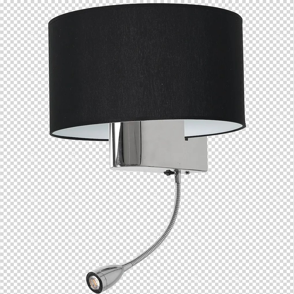 Nástěnné svítidlo Napoli, 1x černé textilní stínítko + 1xLED 1w, ch