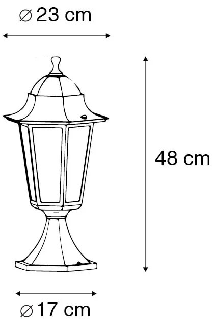 Klasická venkovní lampa podstavce černá 48 cm IP44 - New Orleans