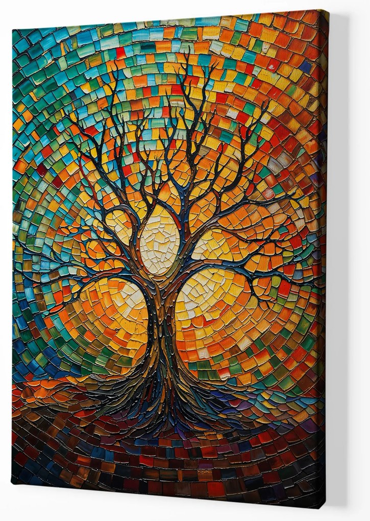 Obraz na plátně - Strom života Kaleidoskop přírody FeelHappy.cz Velikost obrazu (šířka x výška): 120 x 180 cm