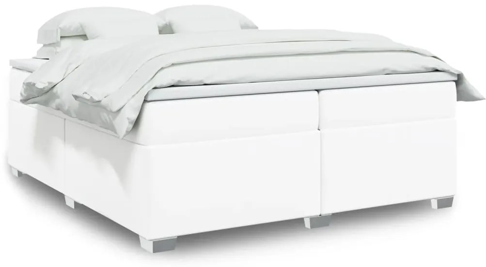 Box spring postel s matrací bílá 200x200 cm umělá kůže 3285226
