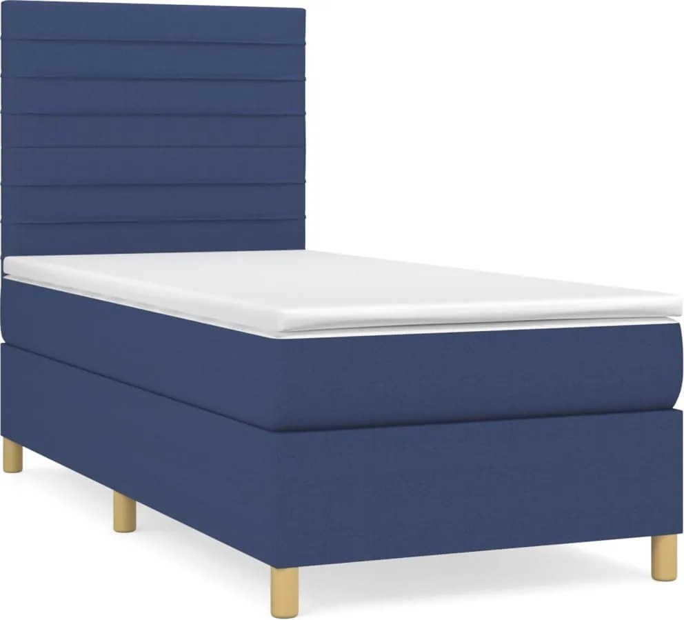 Box spring postel s matrací modrá 80x200 cm textil 3142375
