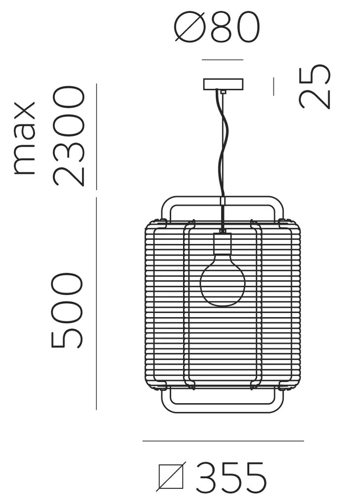 ACB Iluminacion Závěsné svítidlo CORDA, ⌀ 35 cm, 1xE27 15W Barva: Černá, Barva montury: Černá