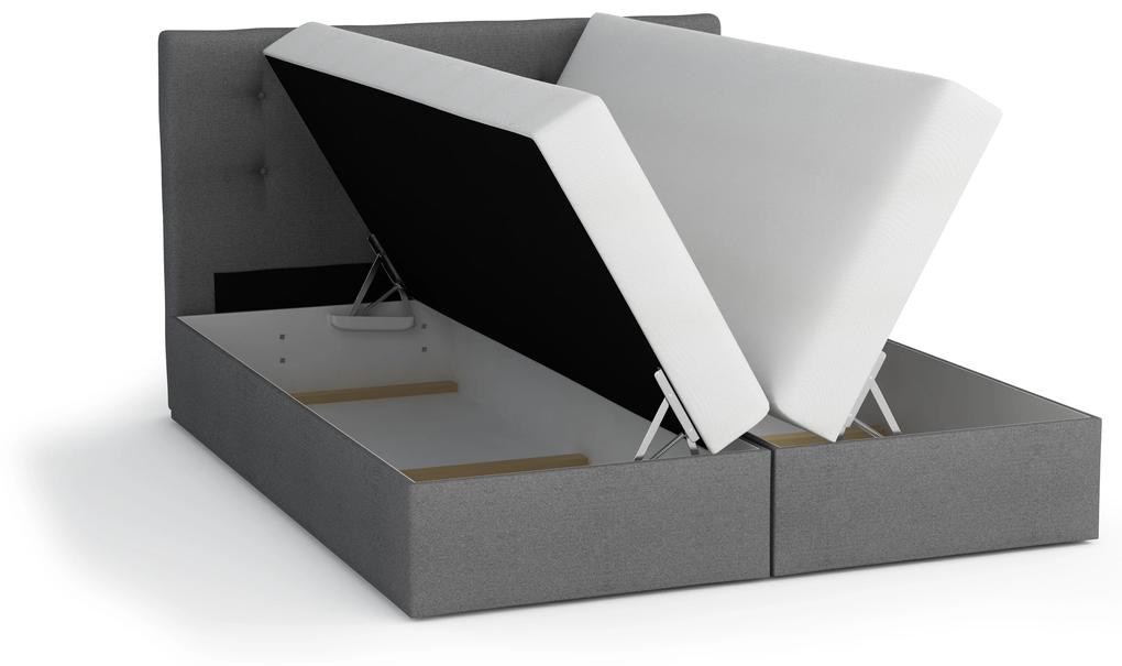 Manželská postel Boxspring 140 cm Flu Comfort (světlomodrá) (s matrací a úložným prostorem). 1055915