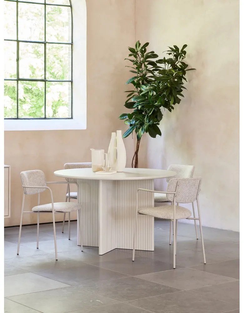 Světle šedý kulatý jídelní stůl ø 110 cm Palma – Unique Furniture