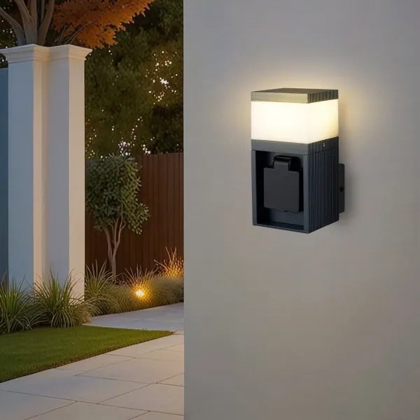 BRILAGI - Venkovní lampa se zásuvkou SCHUKO PILLAR 1xG9/11W/230V IP44 antracit