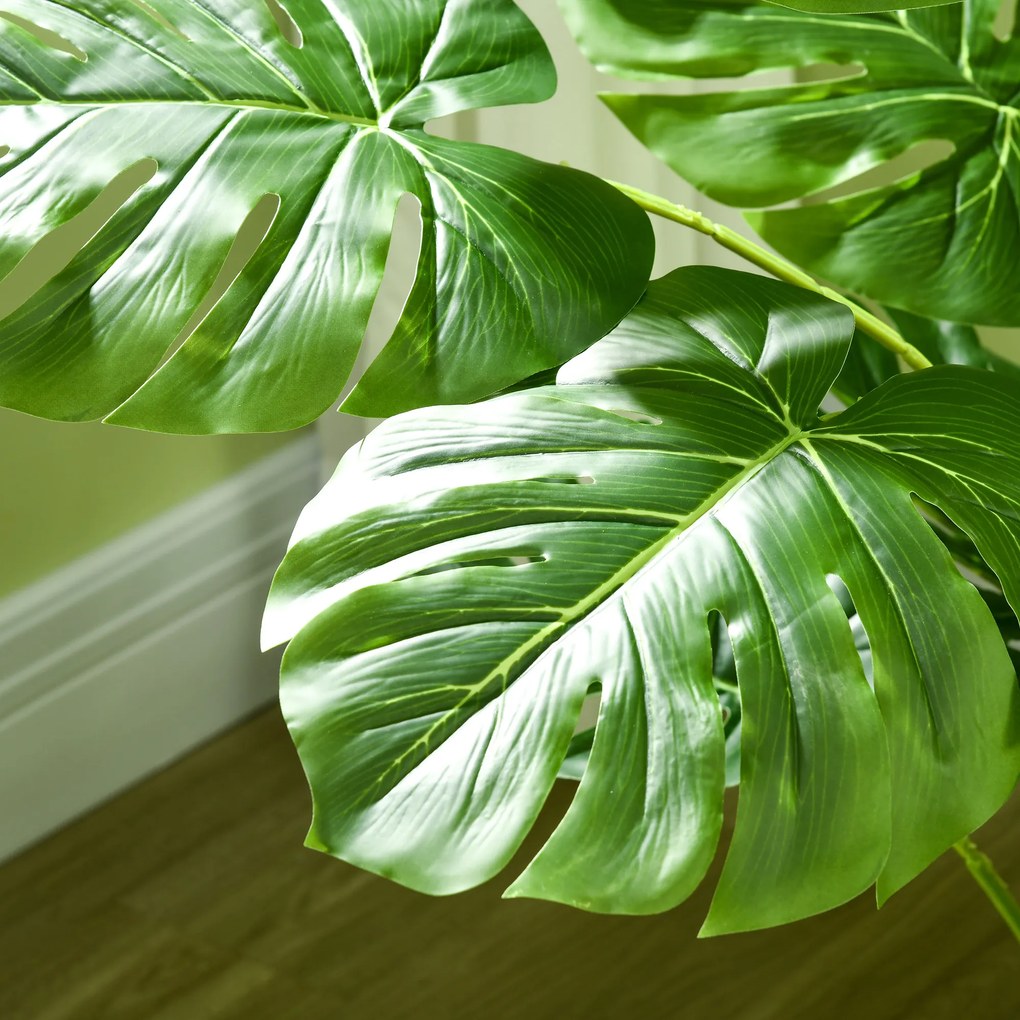 HOMCOM Umělá rostlina Monstera 120cm s květináčem a PE mechem, klamně skutečná pro obývací pokoj a dekorace v zelené barvě | Aosom.de