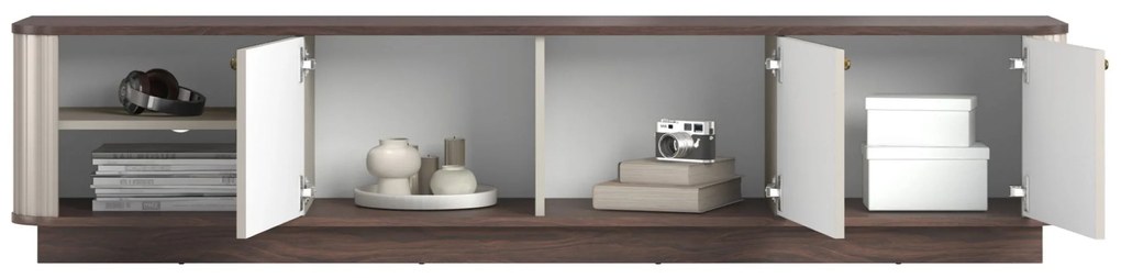 TV stolek Vesper 3D 187 cm - kašmír / ořech / zlaté úchyty