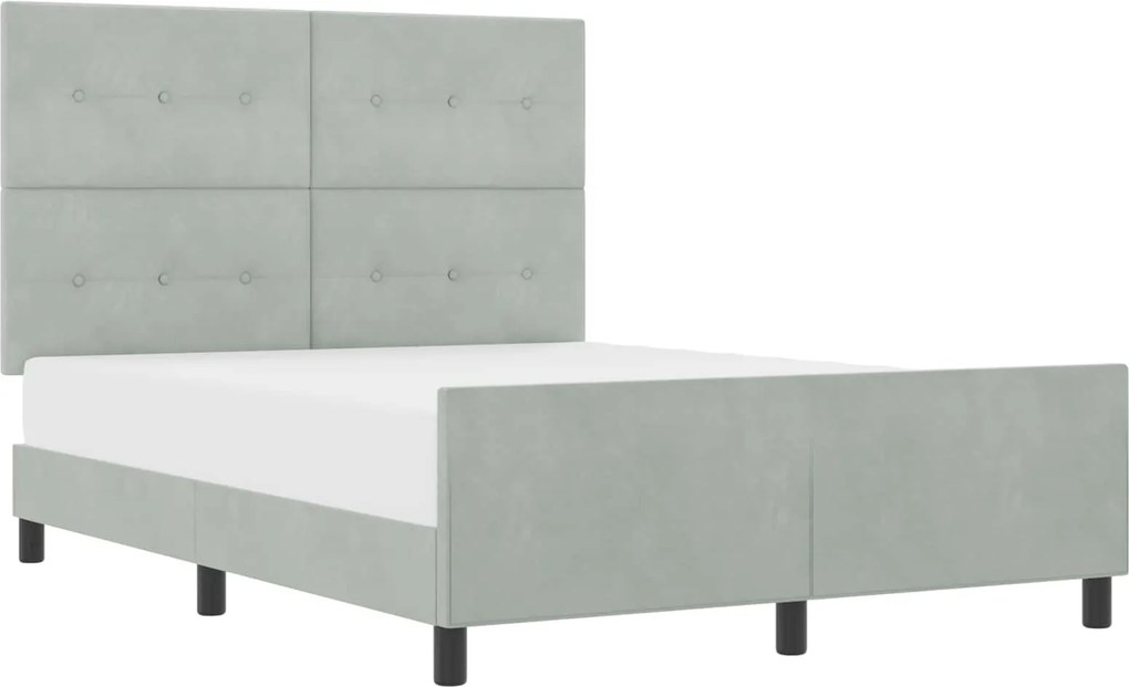 Postel s boxspringem s čelo Světle šedá 140 x 200 cm samet 3344945