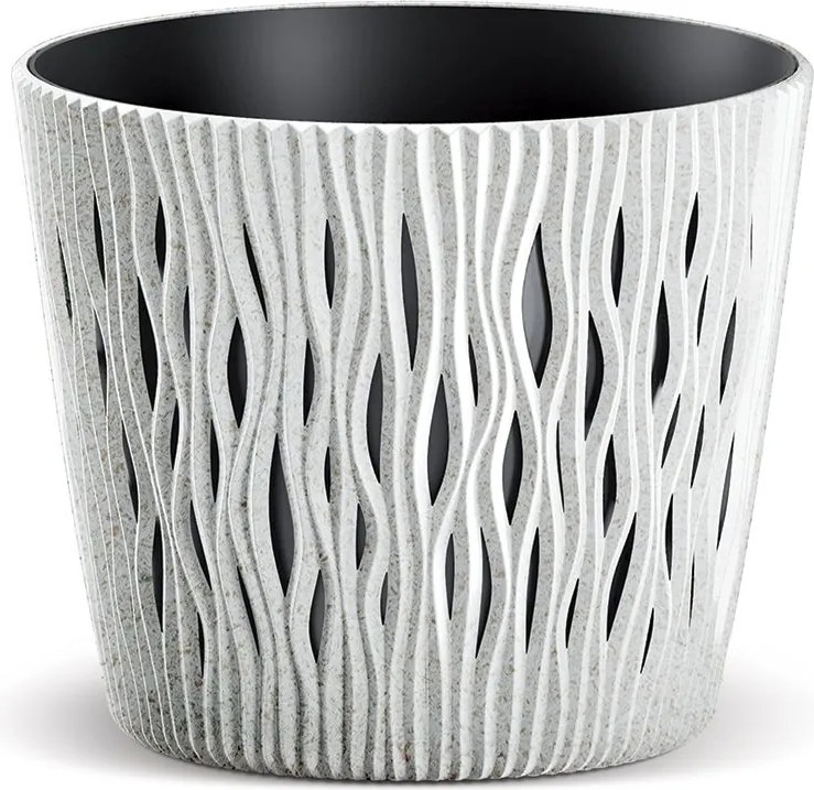 PRO Květináč SANDY ROUND ECO WOOD bílý 12,8cm