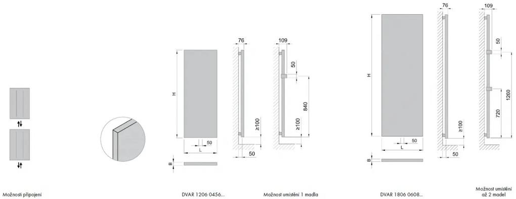 Isan Variant 1806 x 608 mm koupelnový radiátor bílý