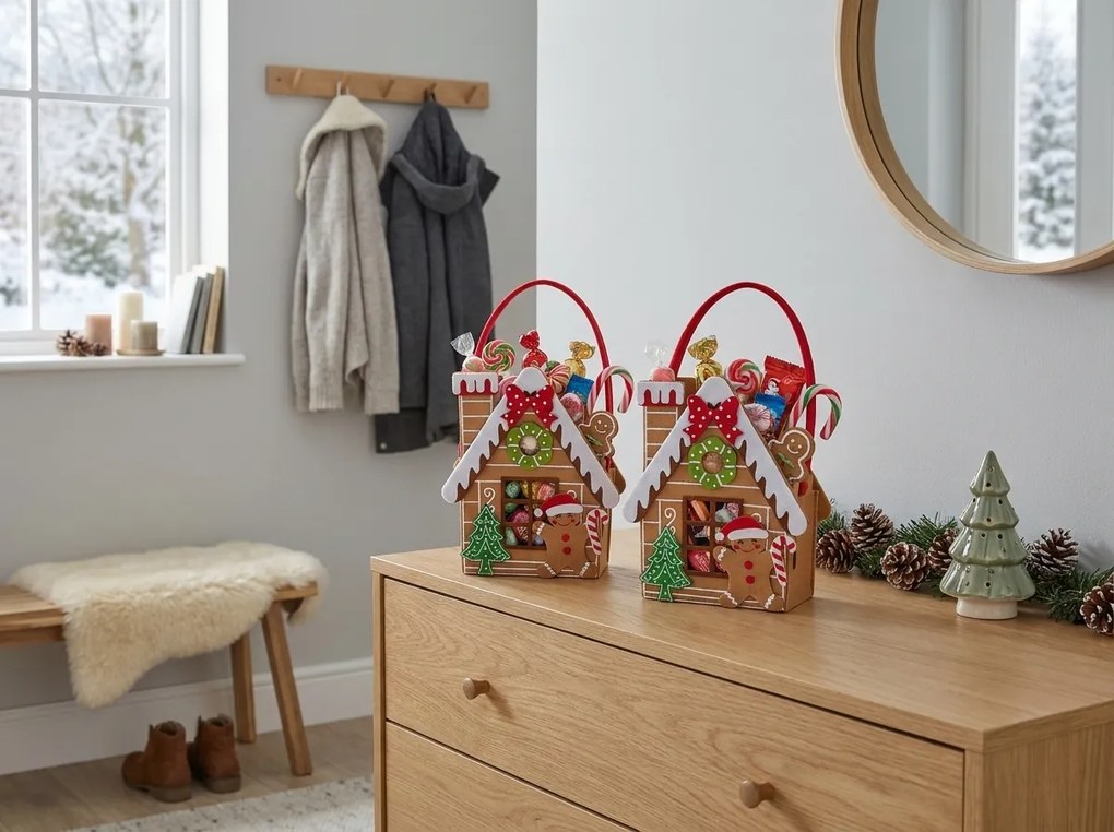 Vánoční dárková taška GINGERHOUSE 17x21 cm, sada 2 ks