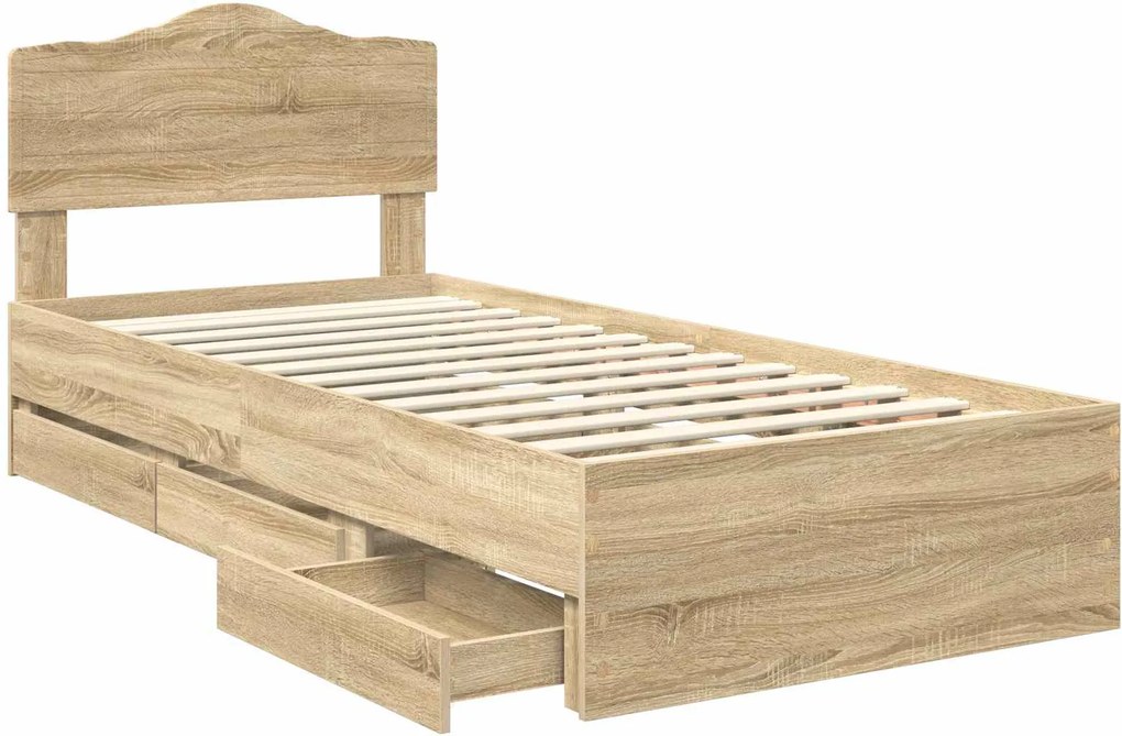 Rám postele s čelo Sonoma dub 100 x 200 cm Inženýrské dřevo 3413035