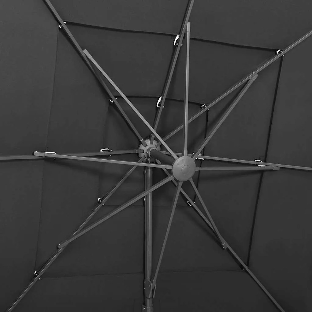 4stupňový zahradní slunečník hliníková tyč antracit 250x250 cm 313822