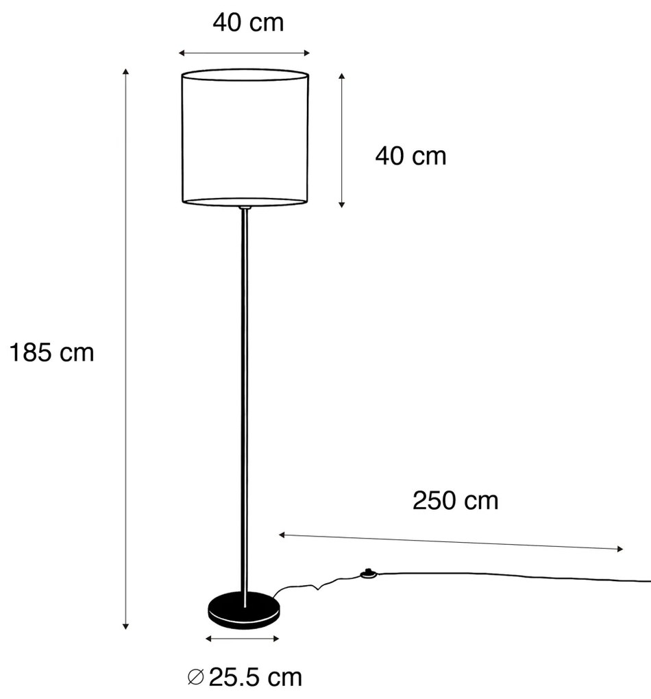 Stojací lampa mosazná se sametovým stínidlem béžová 50 cm - Simplo