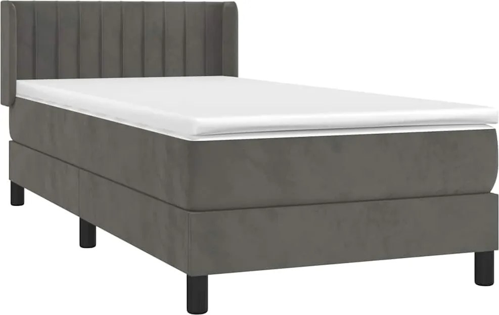 Box spring postel s matrací tmavě šedá 80 x 200 cm samet 3131046