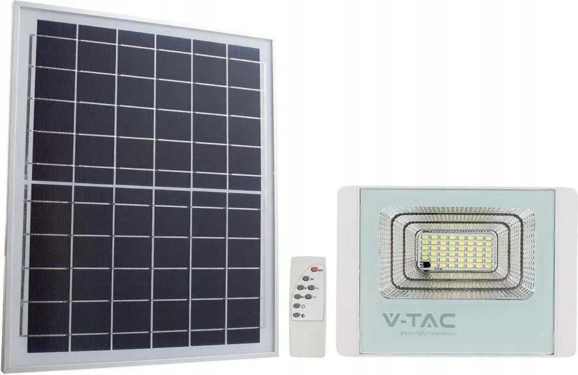 Led zahradní zářič 40 W se solárním panelem a dálkovým ovládáním, studená barva V-tac