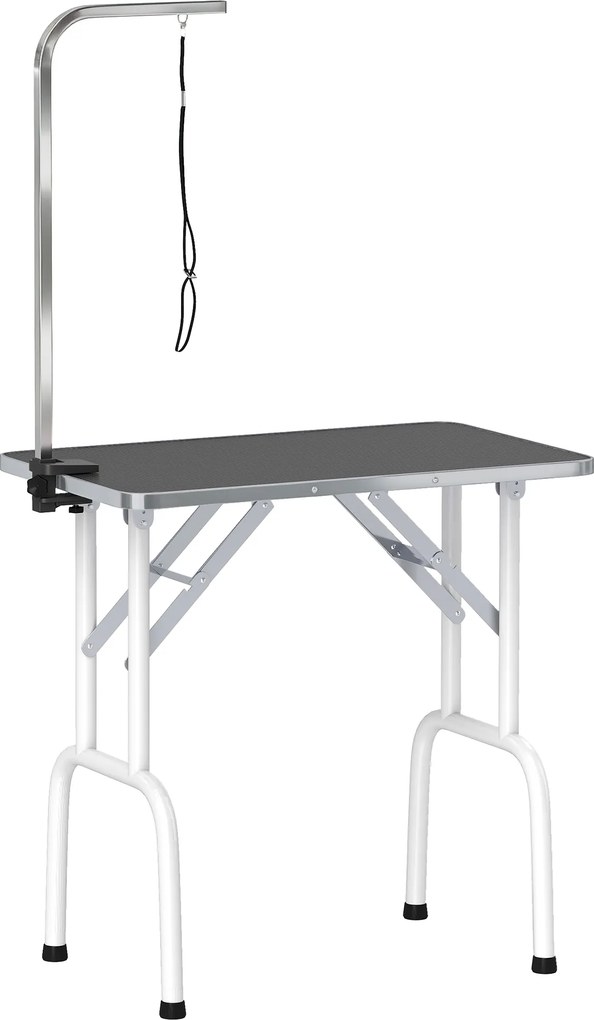 Stůl na stříhání psů Stůl na stříhání psů se závěsem skládací ocelové nohy protiskluzová deska stolu 81x48,5x80 cm černý