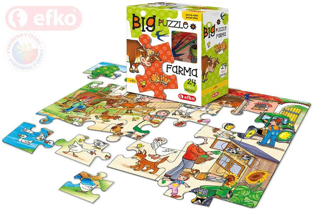 EFKO Baby Puzzle BIG Farma velké dílky skládačka set 24 dílků 68x47cm v krabici ef54614
