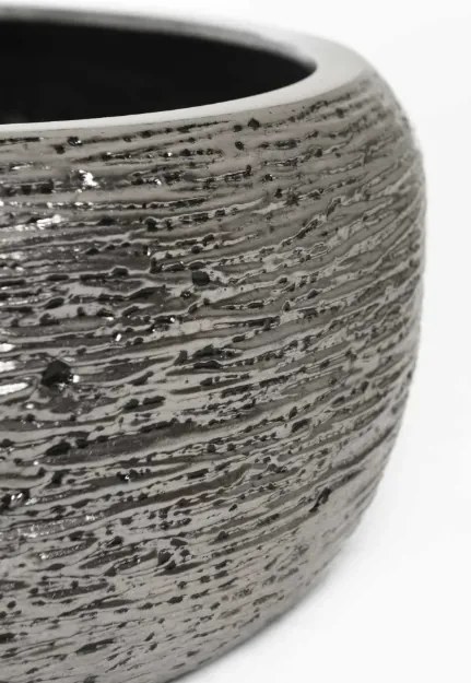 Kulatý květináč POTTA, sklolaminát, průměr 44 x výška 21 cm, stříbrná