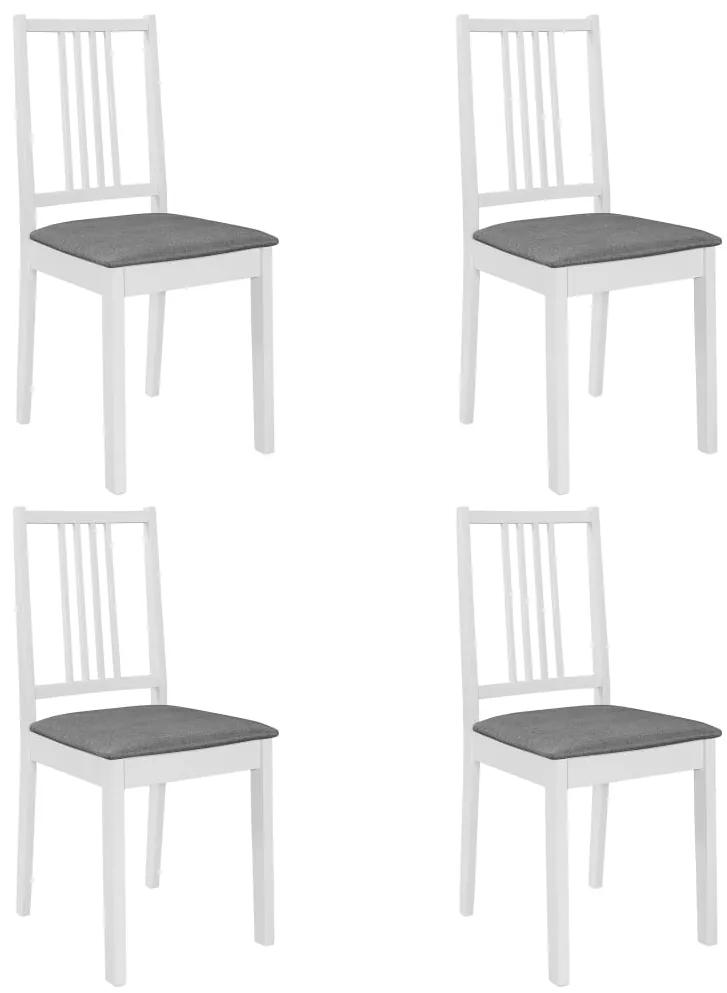 247637 vidaXL Jídelní židle s poduškami 4 ks bílé masivní dřevo
