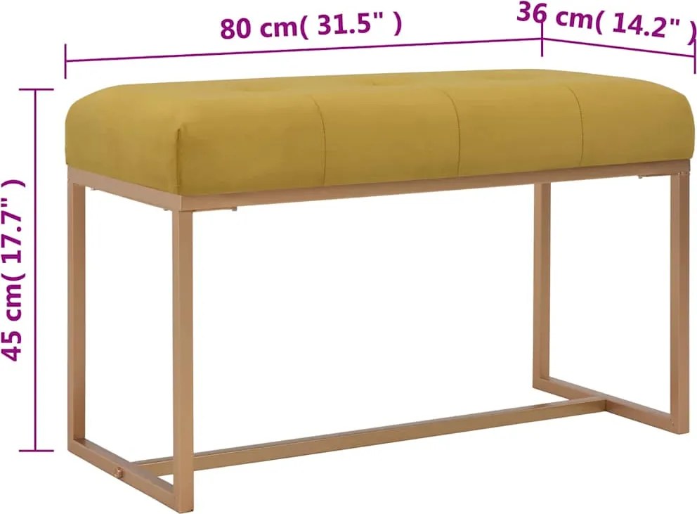 Lavice 80 cm hořčicová sametová 247556