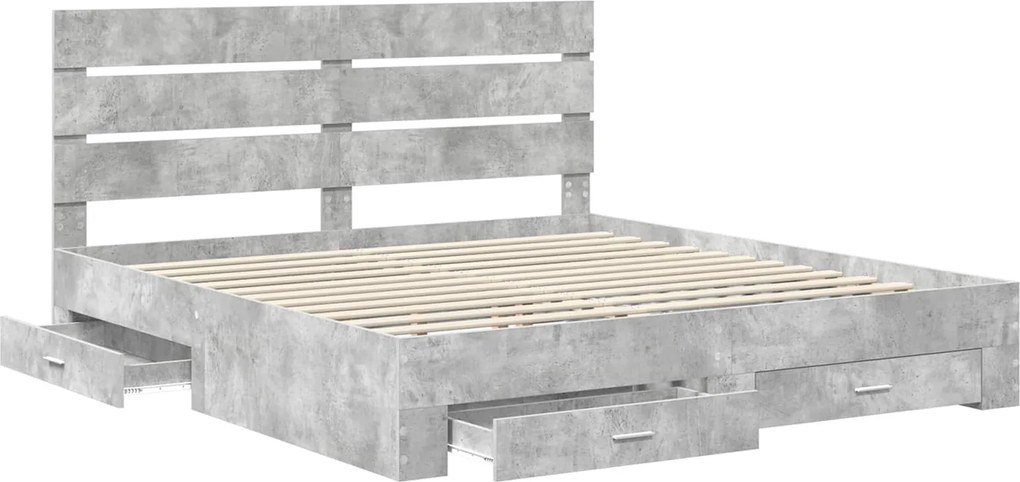 Rám postele s čelo Betonově šedá 180 x 200 cm Kompozitní dřevo 3411946