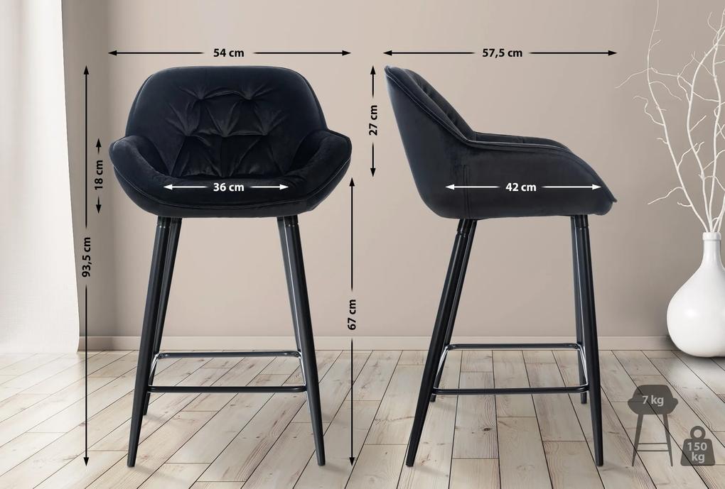 Barová židle Baycliff - samet | černá