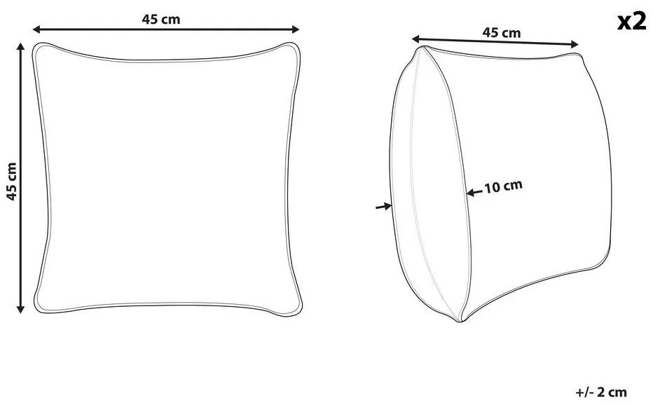 Sada 2 sametových polštářů 45 x 45 cm žluté RAPIS Beliani