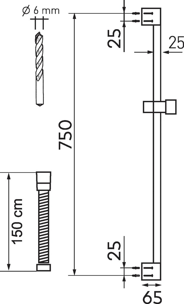 Novaservis, Sprchová souprava, černá, KIT201-5