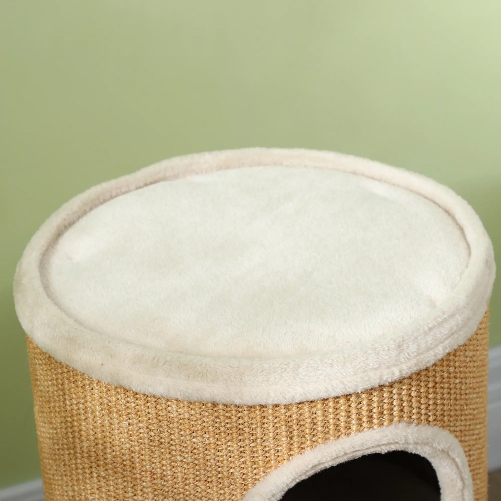 PawHut škrabadlo, 60 cm vysoké škrabadlo pro kočky se 2 jeskyněmi, škrabadlo, věž pro kočky ze sisalu, pro kočky do 5 kg, hnědé