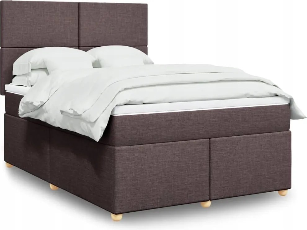 Box Spring Postel S Matrací Textil Tmavě Hnědá Hladký design 160 x 200 cm