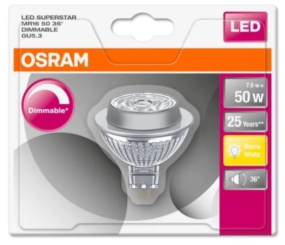 Osram LED Stmívatelná žárovka SUPERSTAR GU5,3/7,8W/12V 2700K - Osram P224793