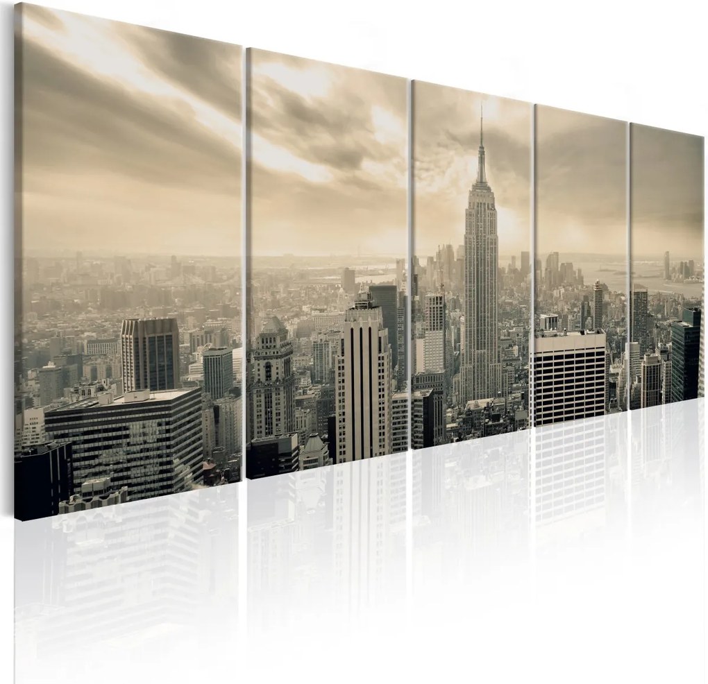 Pětidílný obraz - béžový Manhattan (150x60 cm) - Murando DeLuxe