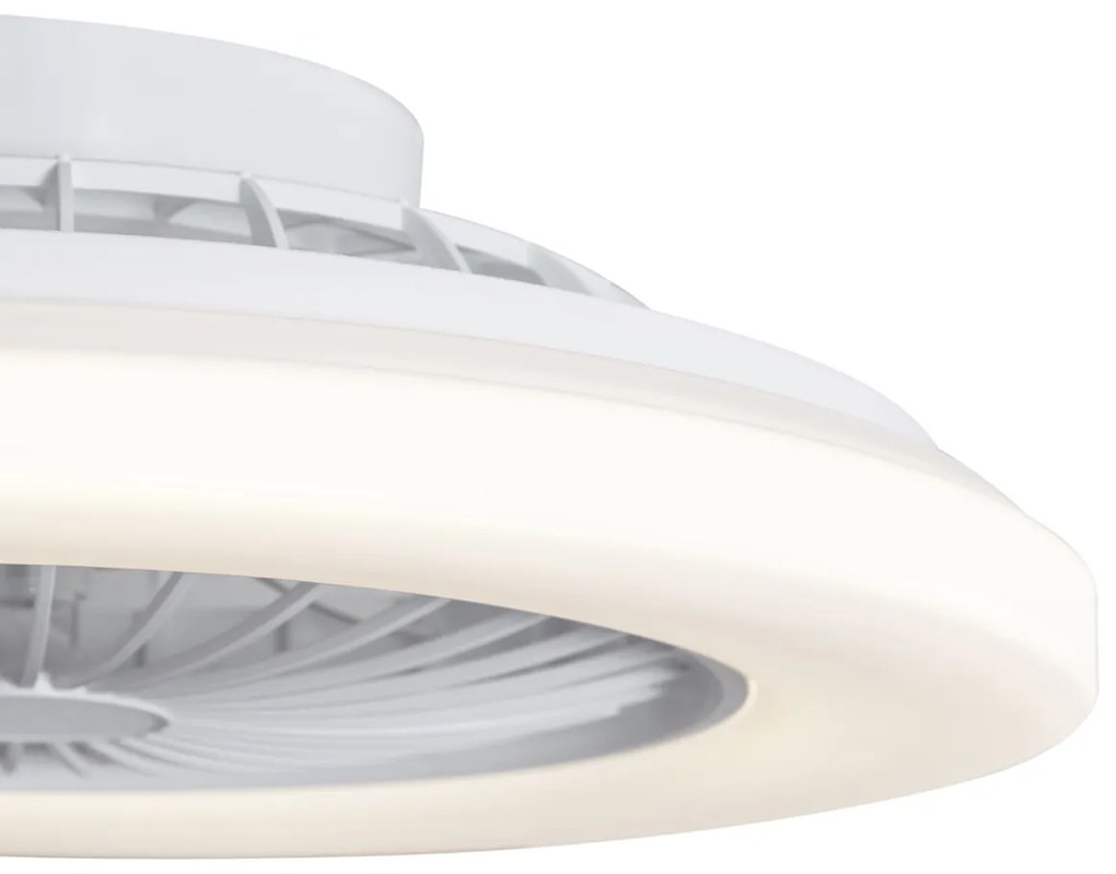 Stropní ventilátor bílý 48,5 cm vč. stmívatelné RGB LED s dálkovým ovládáním - Clemo