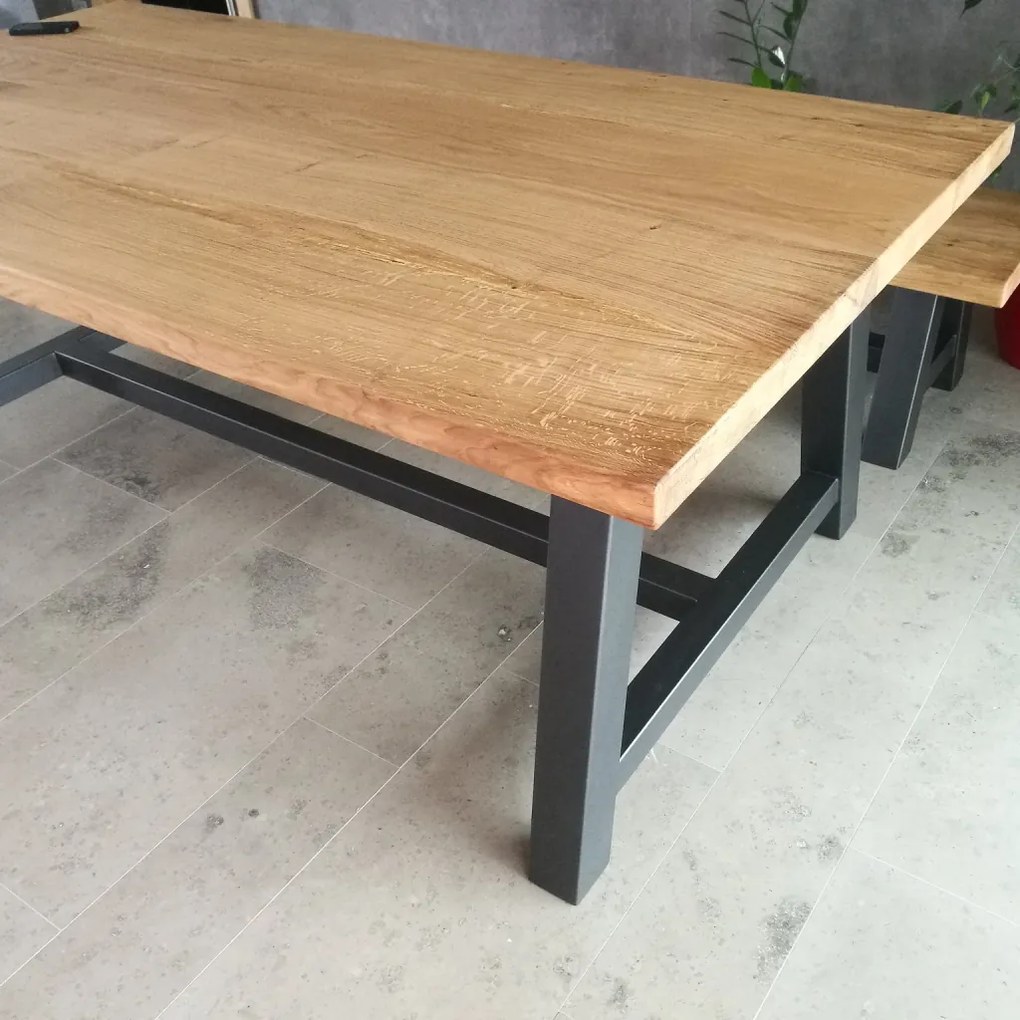 KULHÁNEK Designový jídelní stůl 180x90 cm Velikost desky: 180x90 cm, Odstín podnože: černá s jemnou strukturou - JS RAL 9005