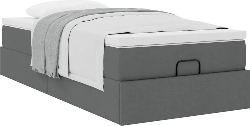 Osmanský rám postele s matrací tmavě šedá 100x200cm textil 3311086