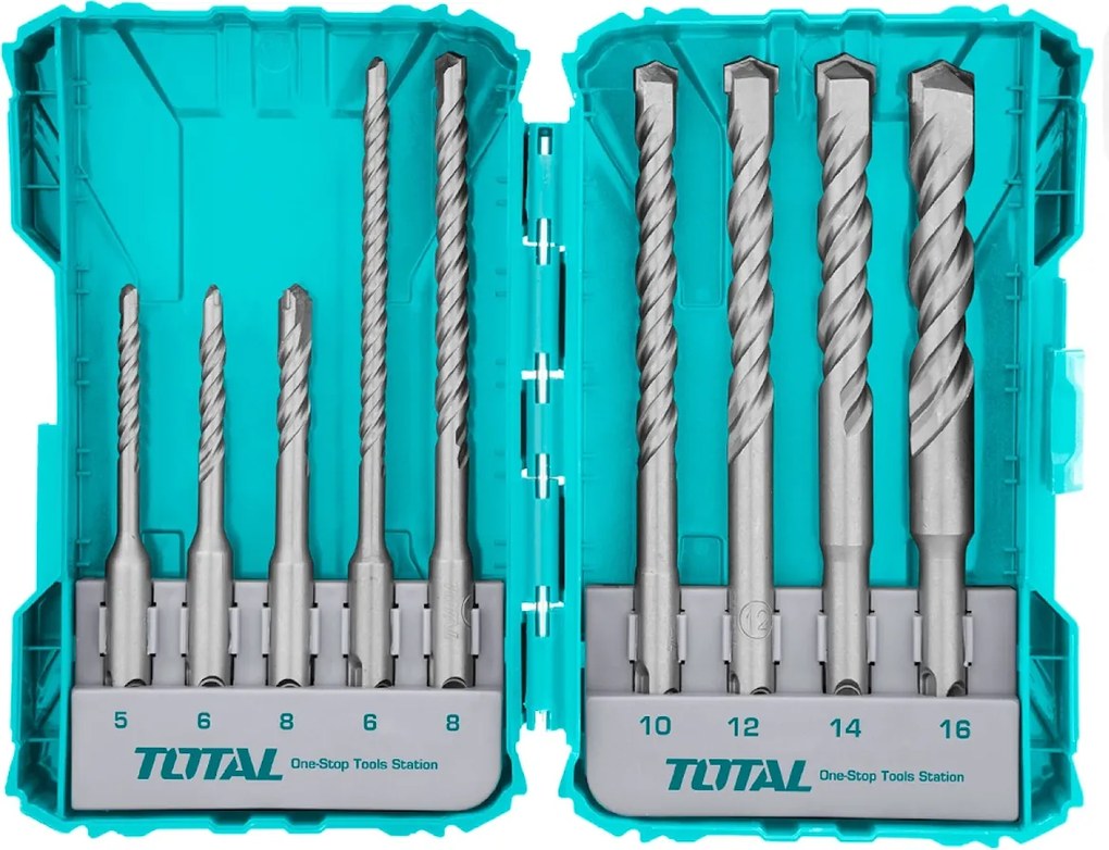 Vrtáky, sada 9 ks, SDS Plus, industrial, SDS Plus TOTAL TACSDL30901