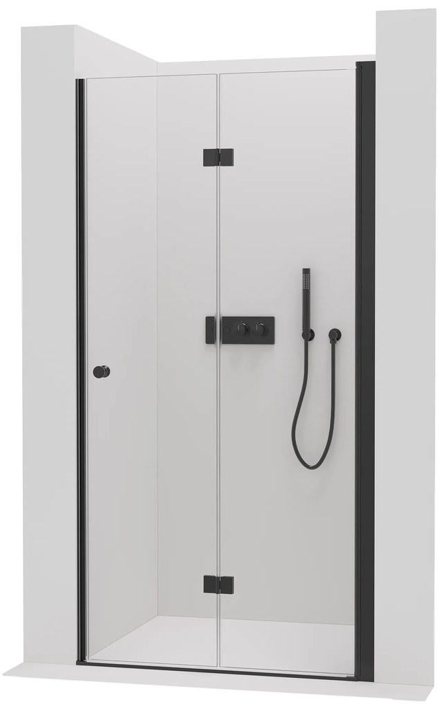 Cerano Volpe, skládací sprchové dveře 100x190 cm, 6mm čiré sklo, černý profil, CER-CER-423334